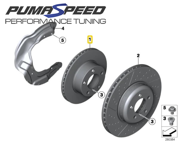 Genuine BMW Front Vented Brake Disc Set - M135i, M140i, M235i, M240i ...